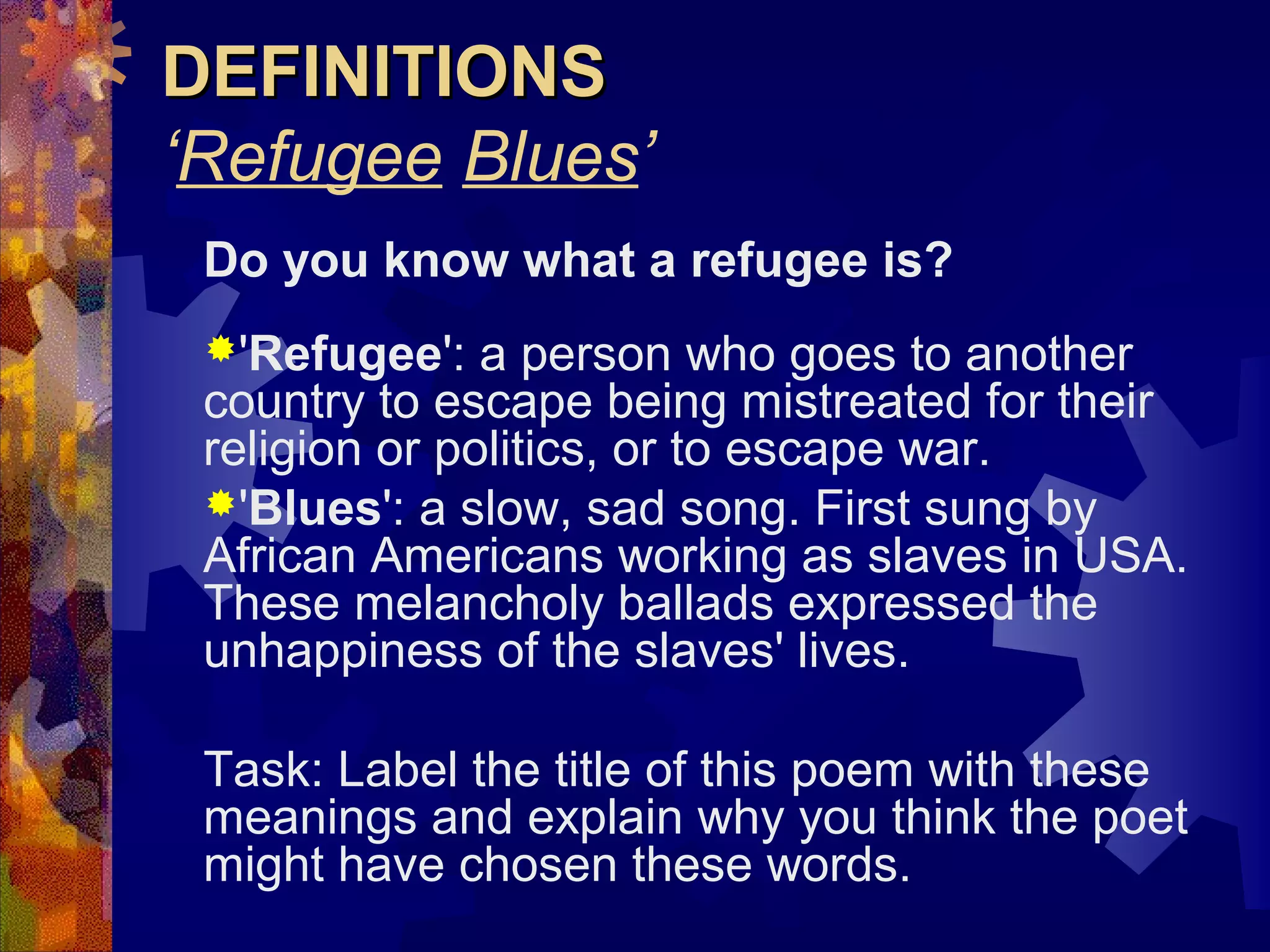"REFUGEE BLUES" - IGCSE GUIDE | PPT