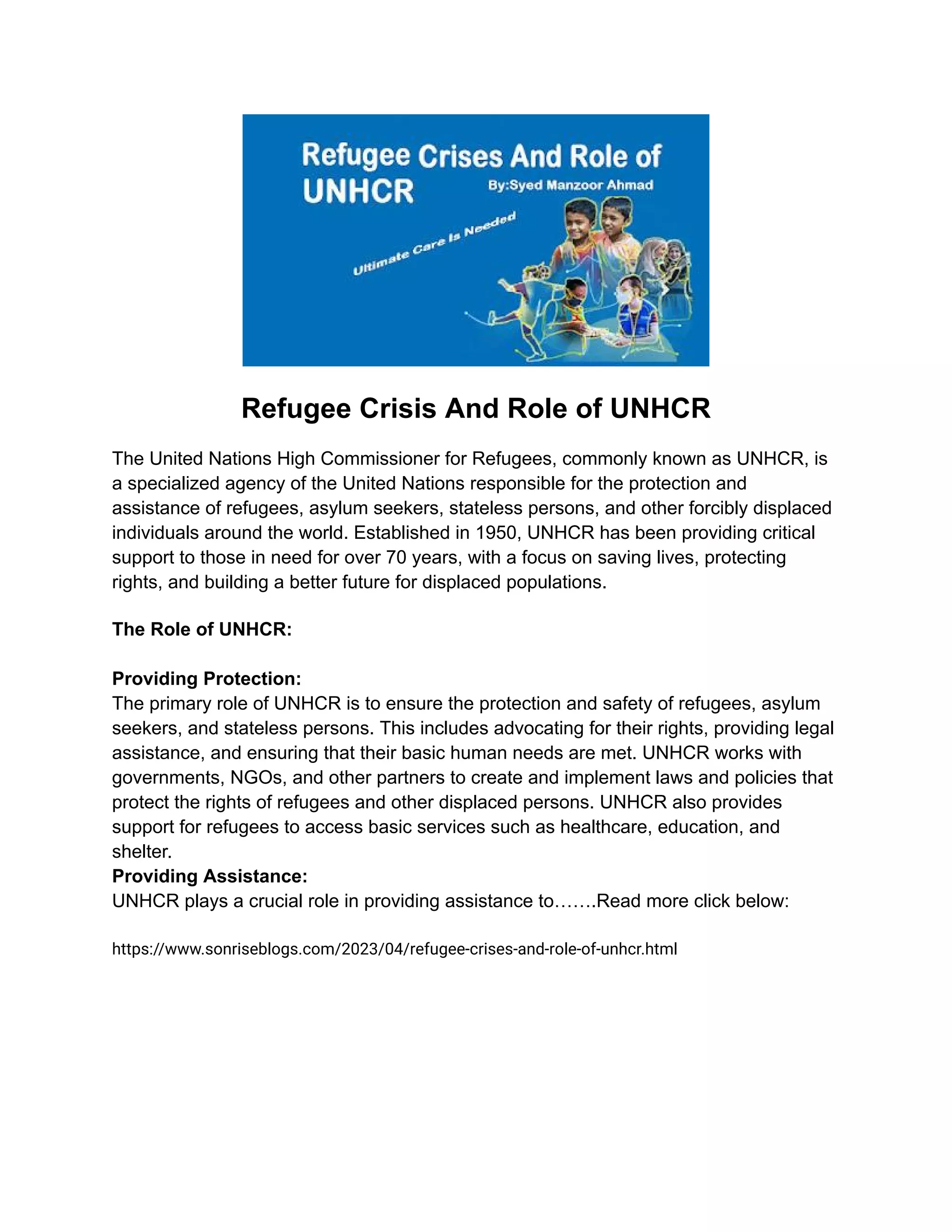 Refugee Crisis And Role of UNHCR.pdf