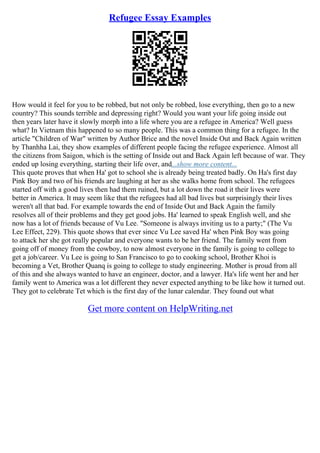 Refugee Essay | PDF
