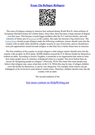 Refugee Essay | PDF