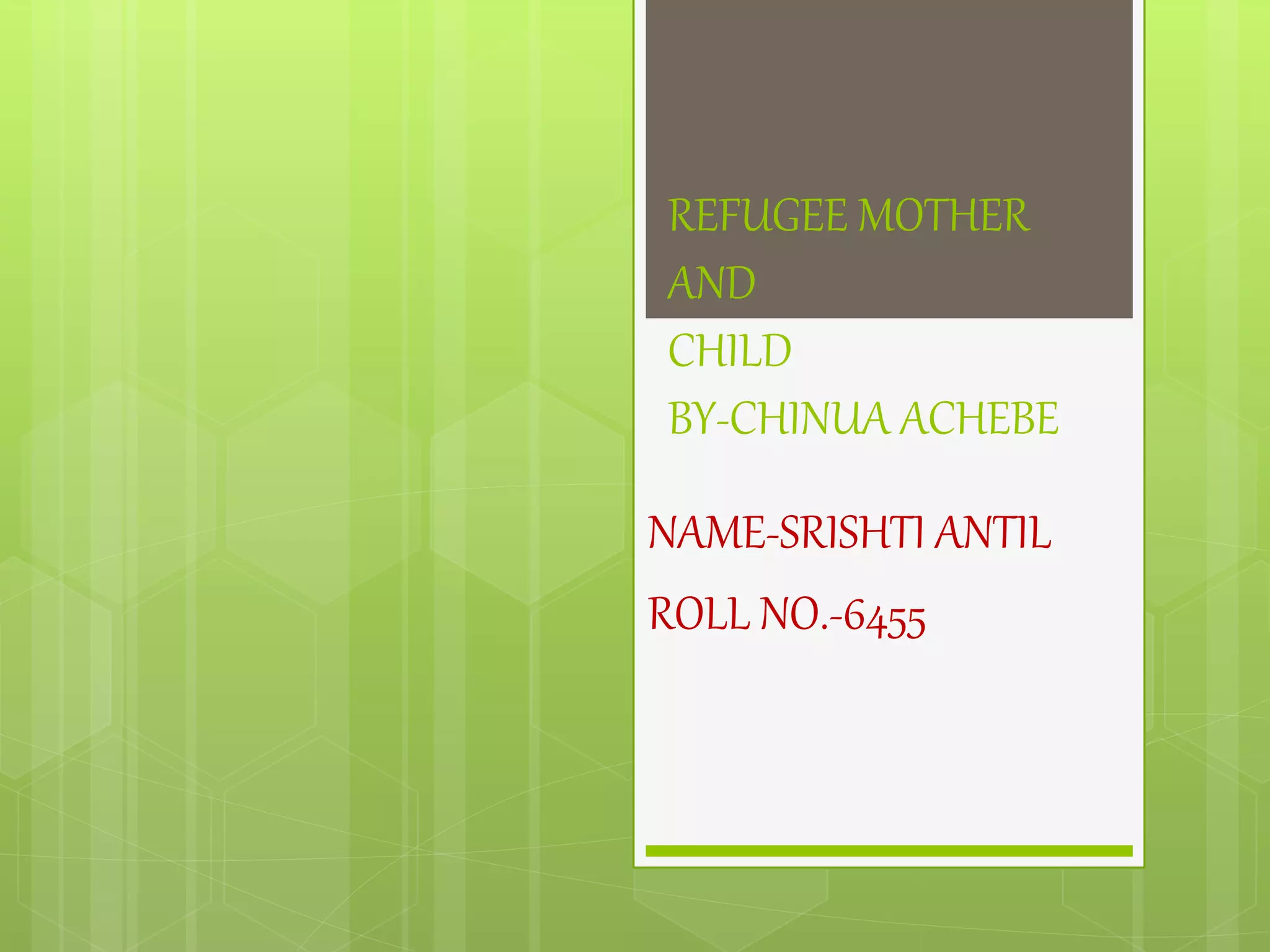 Refugee mother | PPTX