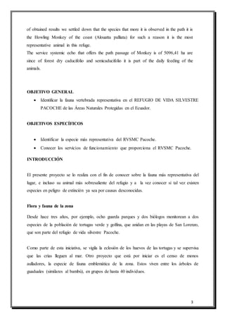 Refugio de vida silvestre marino costero pacoche | DOCX
