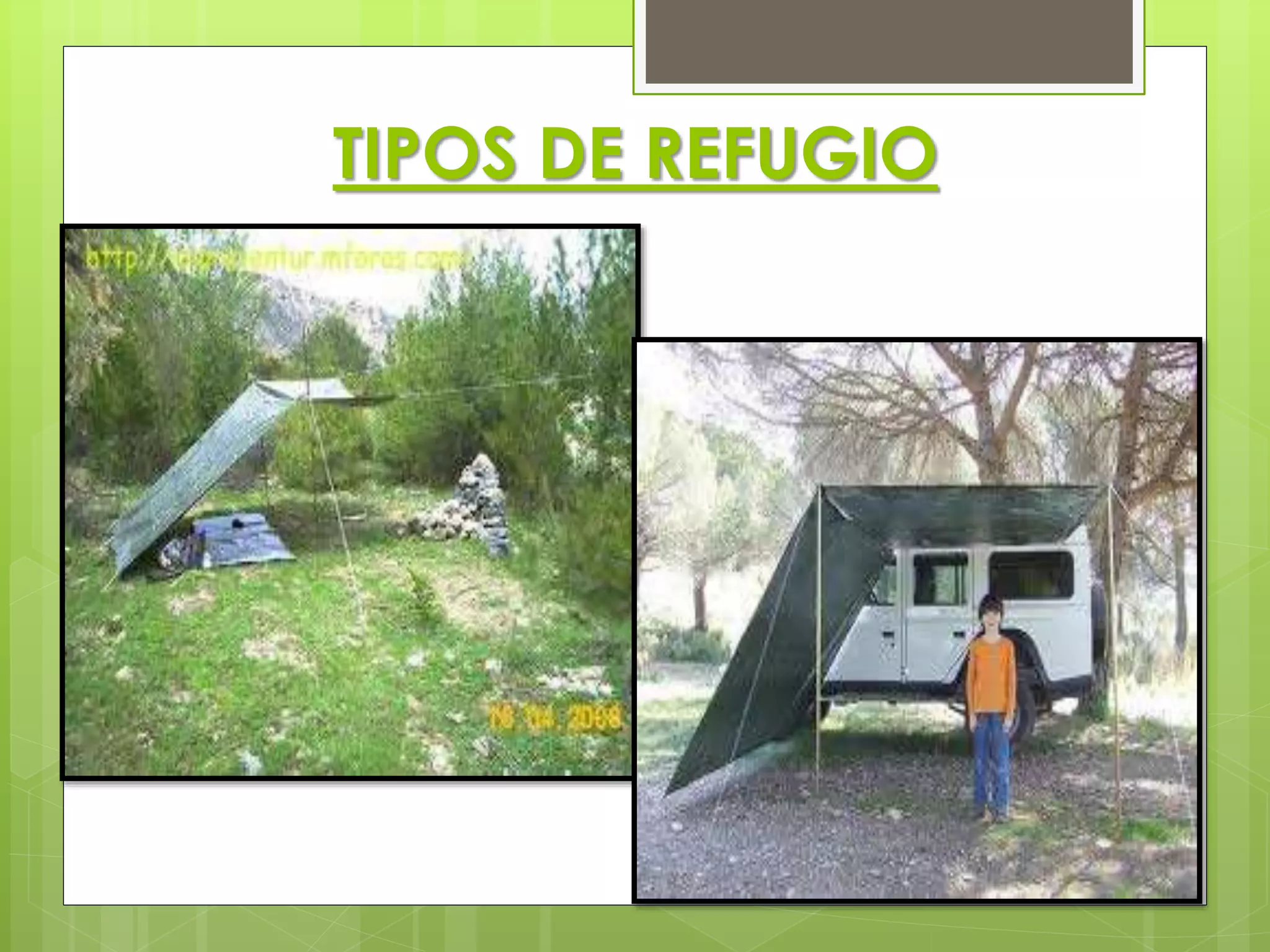 Tipos de Refugios con rafias o lonas | PPTX