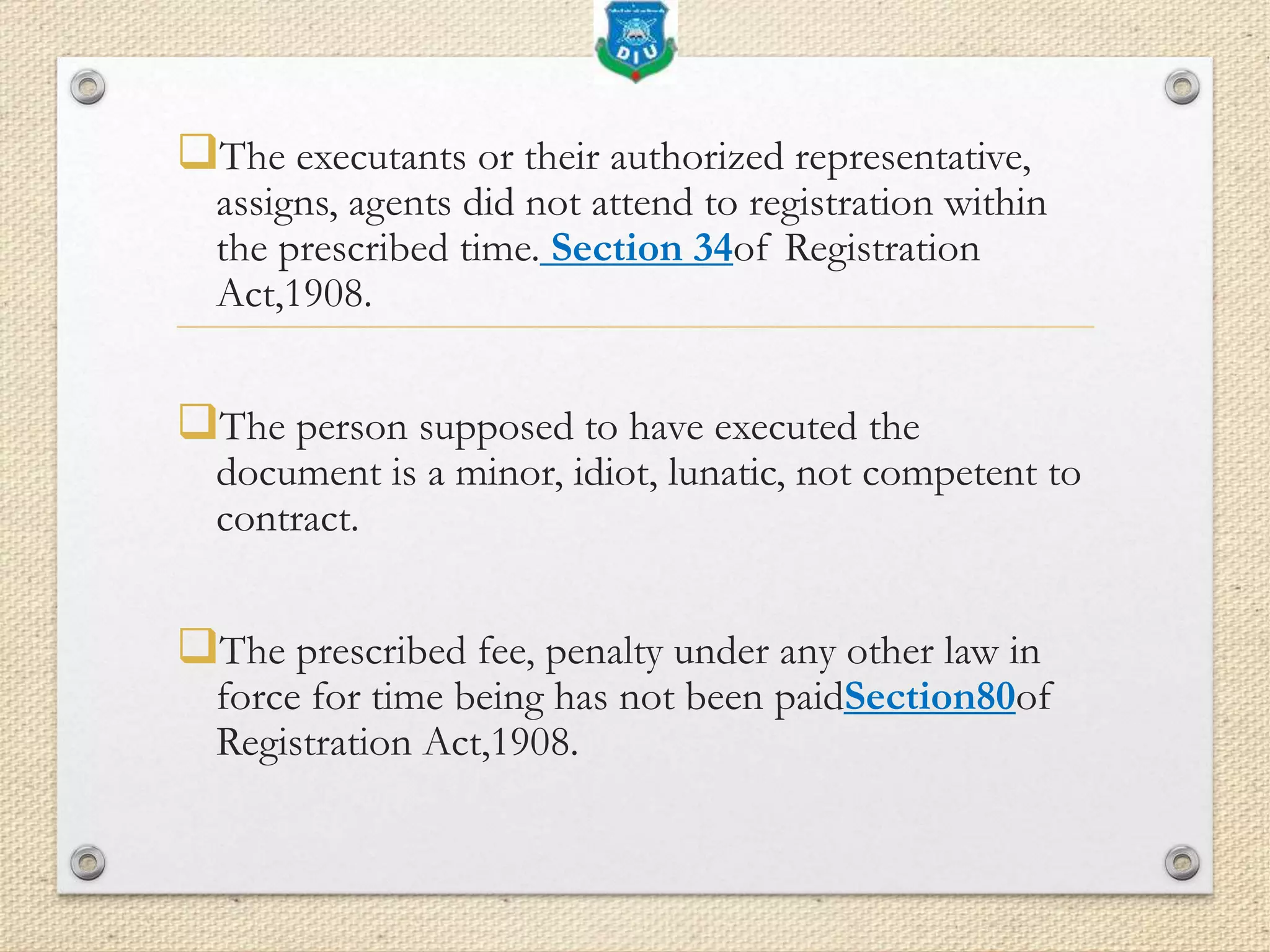 Refusal of registration under bnagladesh registration act,1908 | PPTX