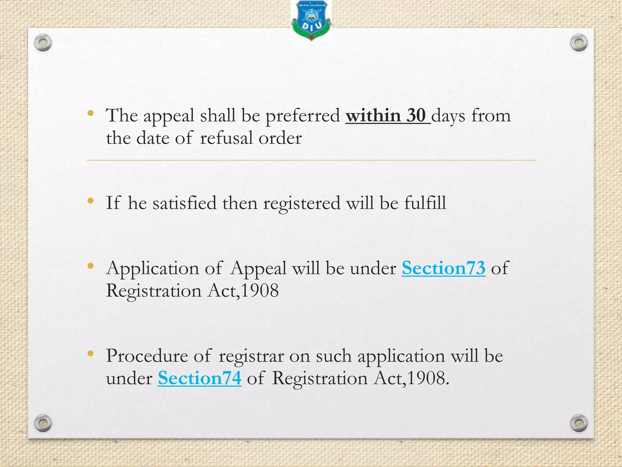 Refusal of registration under bnagladesh registration act,1908 | PPTX