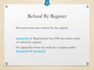 Refusal of registration under bnagladesh registration act,1908 | PPTX