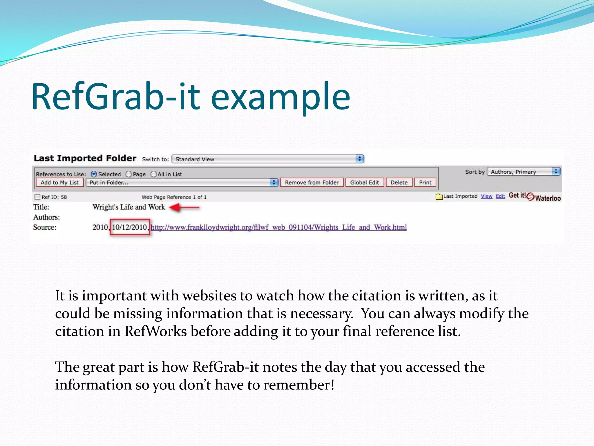 RefWorks Basics | PPTX