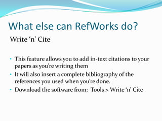Refworks Basics Pptx