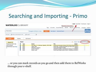 RefWorks Basics | PPTX