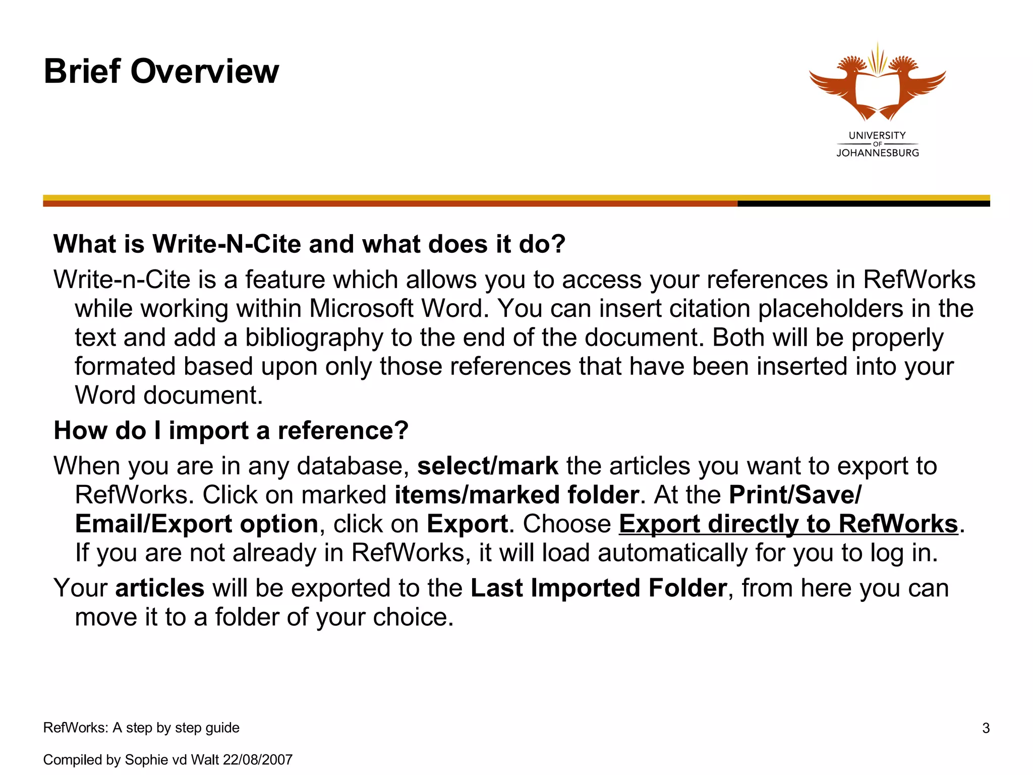 RefWorks Guide | PPT