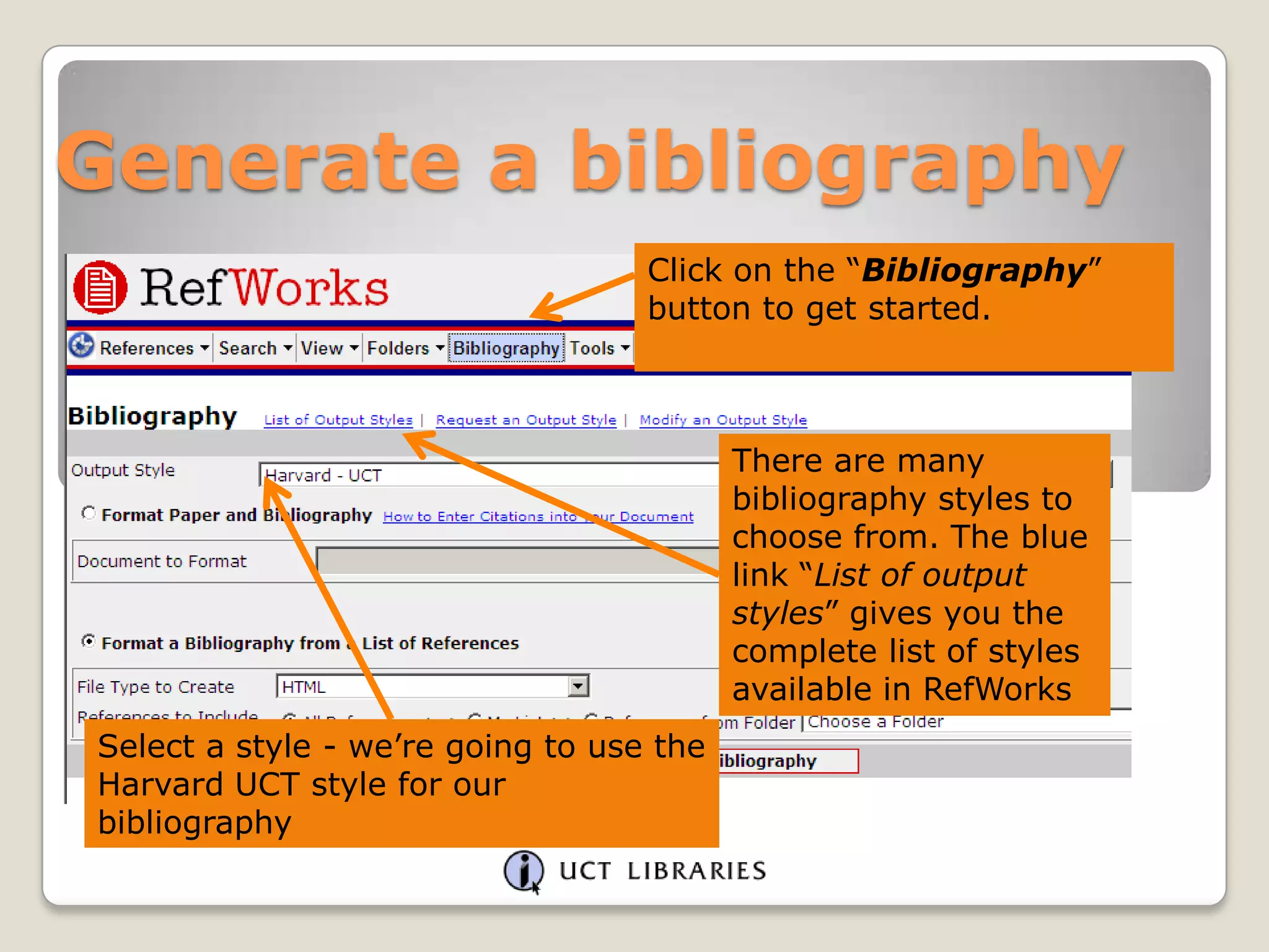 RefWorks Create Bibliography | PPT