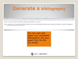RefWorks Create Bibliography | PPT