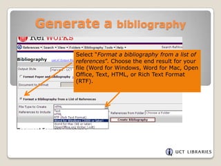 RefWorks Create Bibliography | PPT