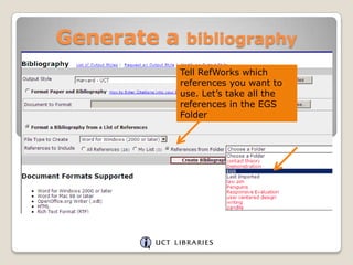 RefWorks Create Bibliography | PPT