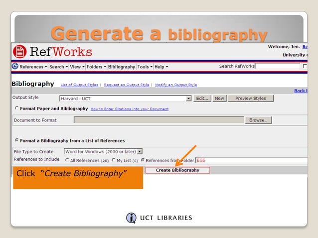 RefWorks Create Bibliography | PPT