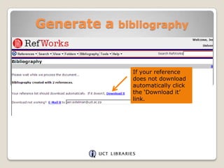 RefWorks Create Bibliography | PPT