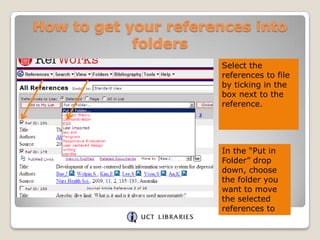 RefWorks Get References Into Folders | PPTX | Operating Systems | Computer Software and Applications