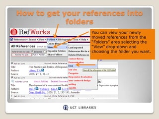 RefWorks Get References Into Folders | PPTX | Operating Systems | Computer Software and Applications