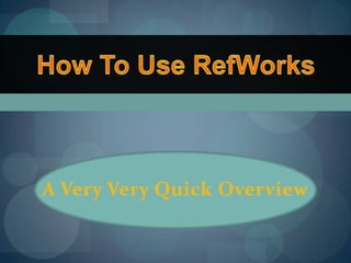 RefWorks, Intro | PPT