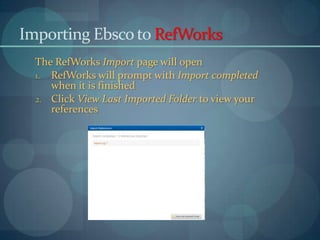 RefWorks, Intro | PPT