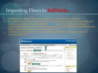 RefWorks, Intro | PPT