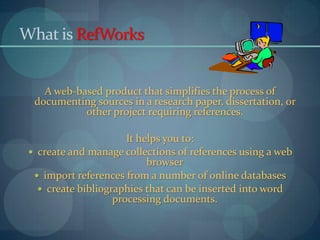 RefWorks, Intro | PPT