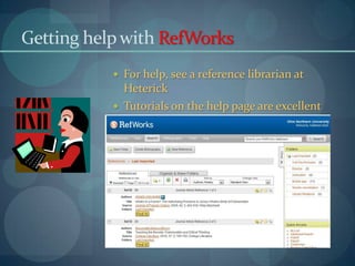 RefWorks, Intro | PPT