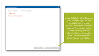Refworks Tutorial Ppt