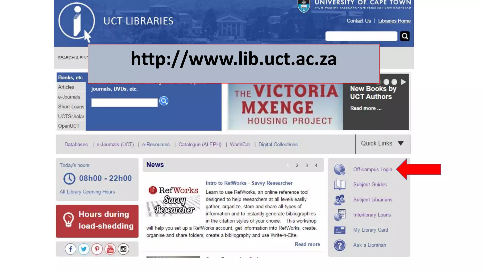 RefWorks off campus login - UCT Libraries | PPT