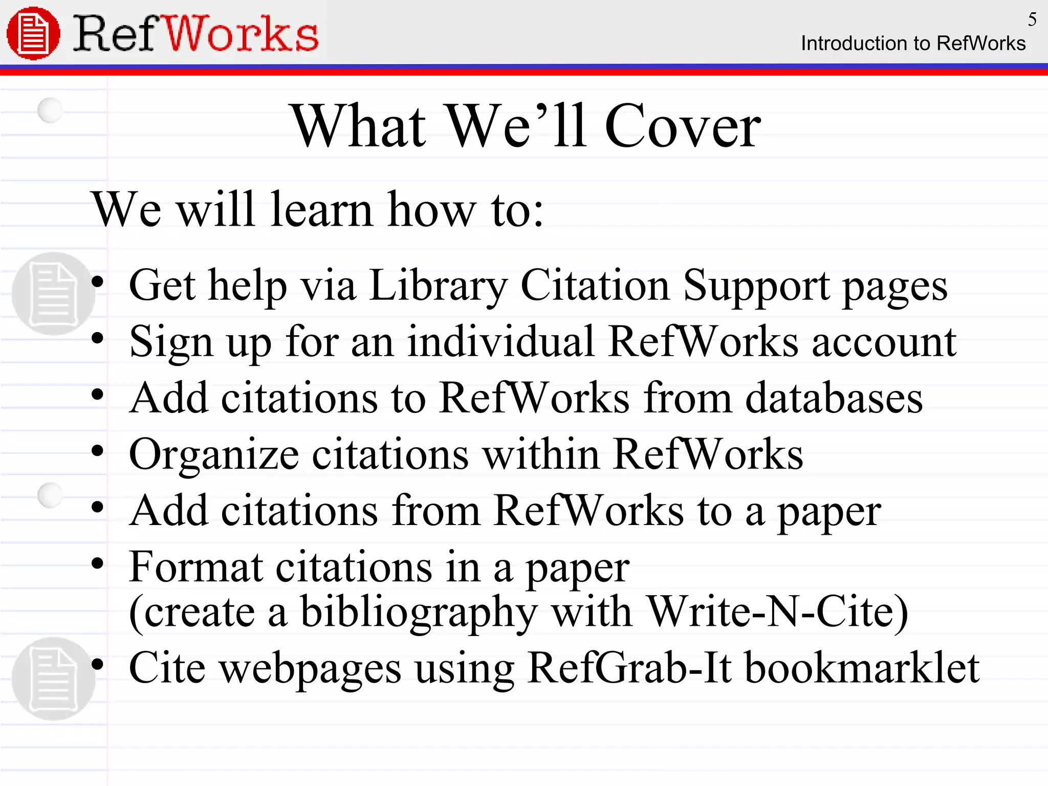 Introduction to Refworks | PPT