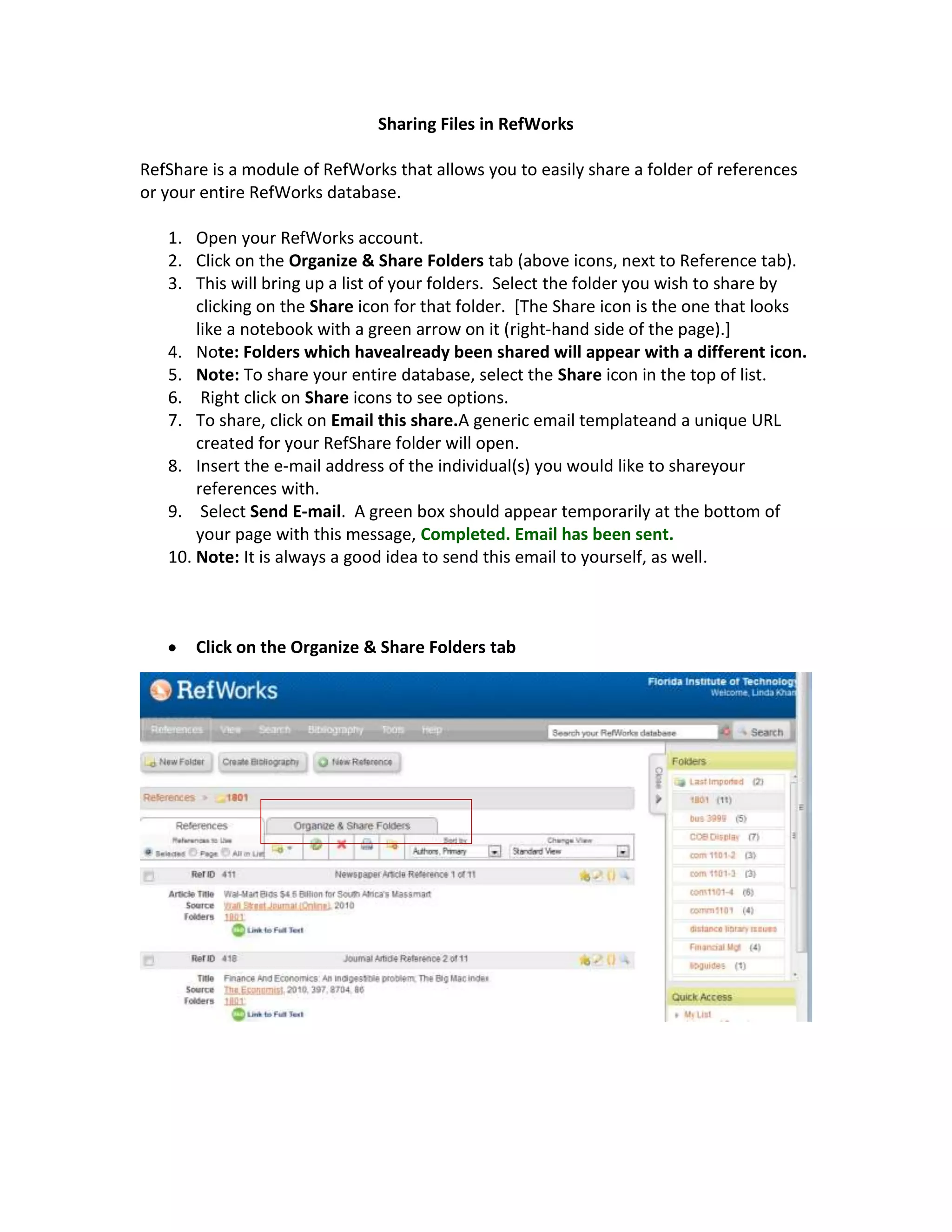 Sharing Files in RefWorks | PDF