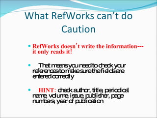 Ref Works Training Staff1 | PPT