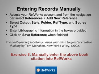 RefWorks Workshop | PPT