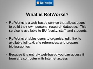 RefWorks Workshop | PPT