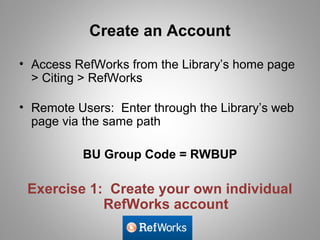 RefWorks Workshop | PPT
