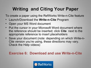 RefWorks Workshop | PPT