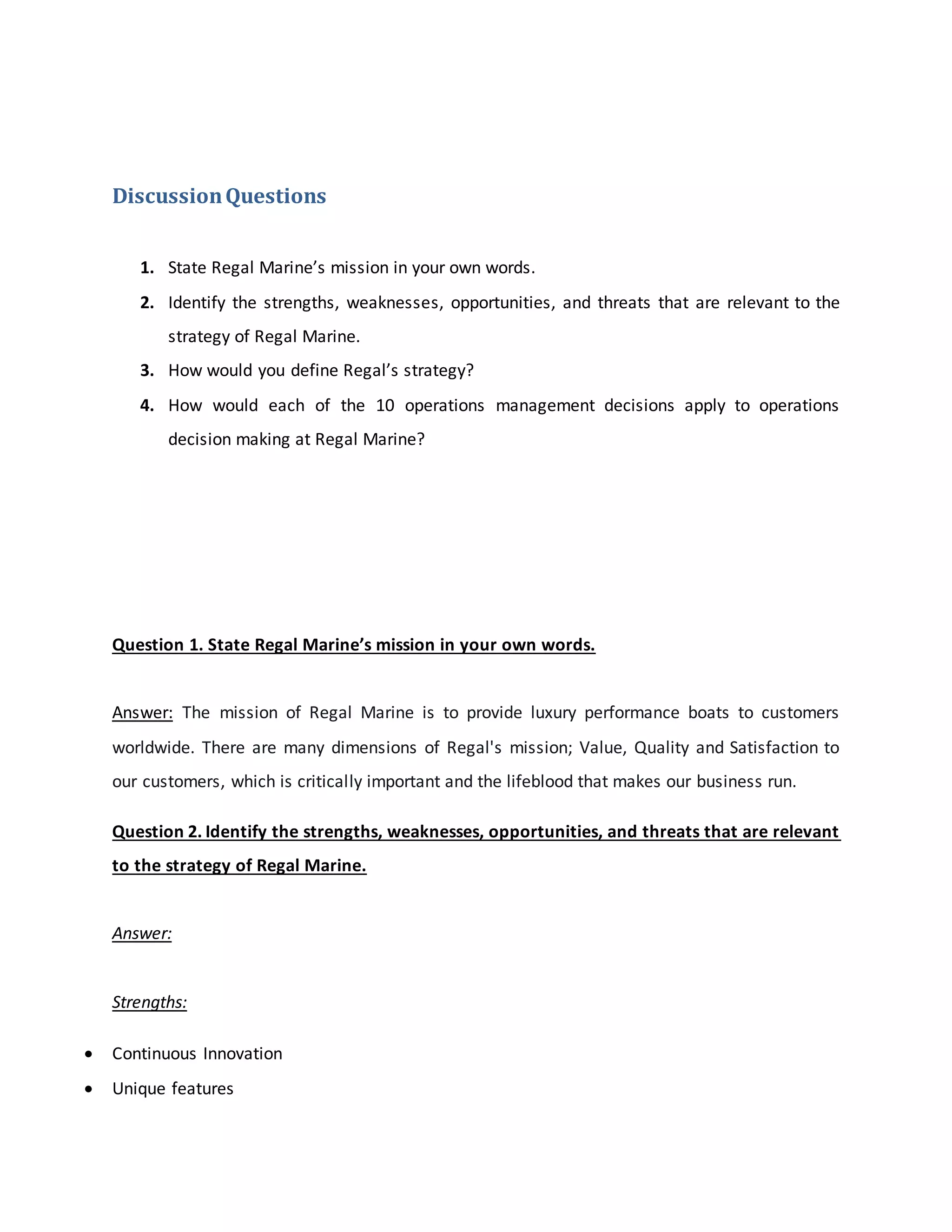 Regal marine case study | DOCX