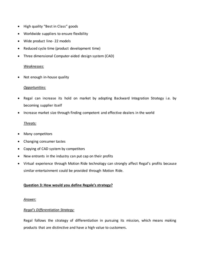 Regal marine case study | DOCX | Manufacturing Industry | Industries