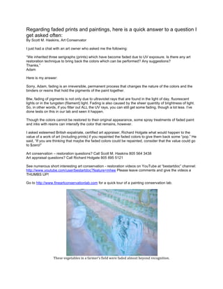 Fading of Prints and Artwork: Can it Be Restored? | PDF