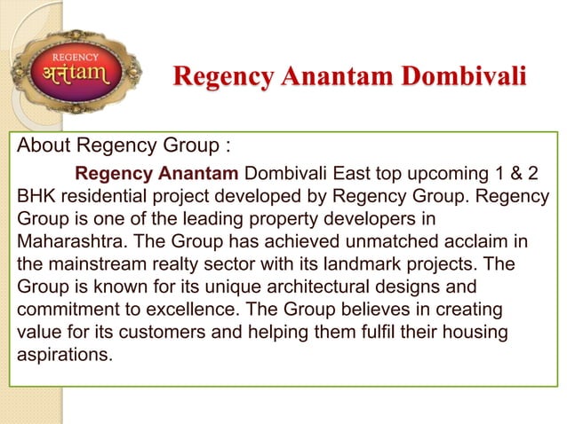 Regency Anantam Dombivali | PPT