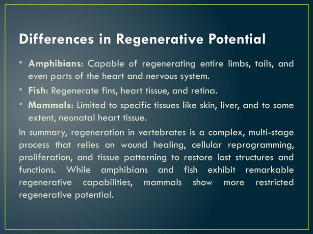 Regeneration in vertebrates - Dr.M.Jothimuniyandi | PPT