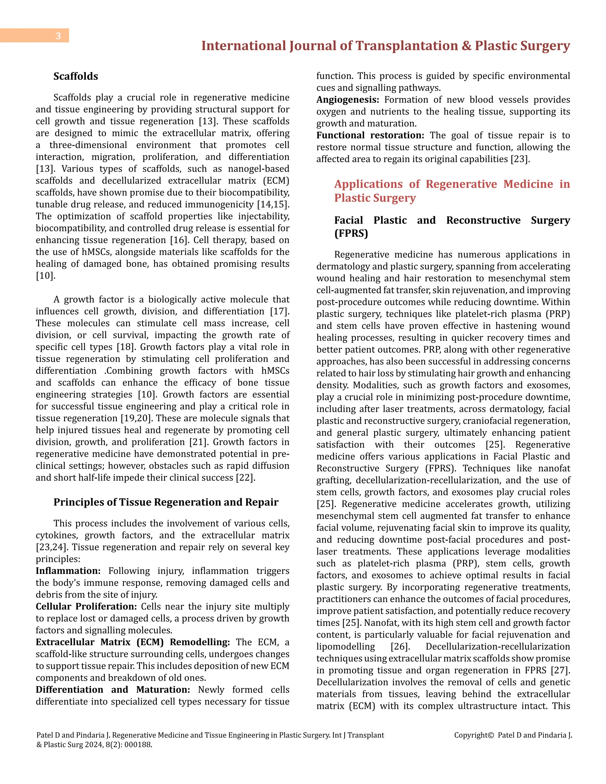 Regenerative Medicine and Tissue Engineering in Plastic Surgery | PDF