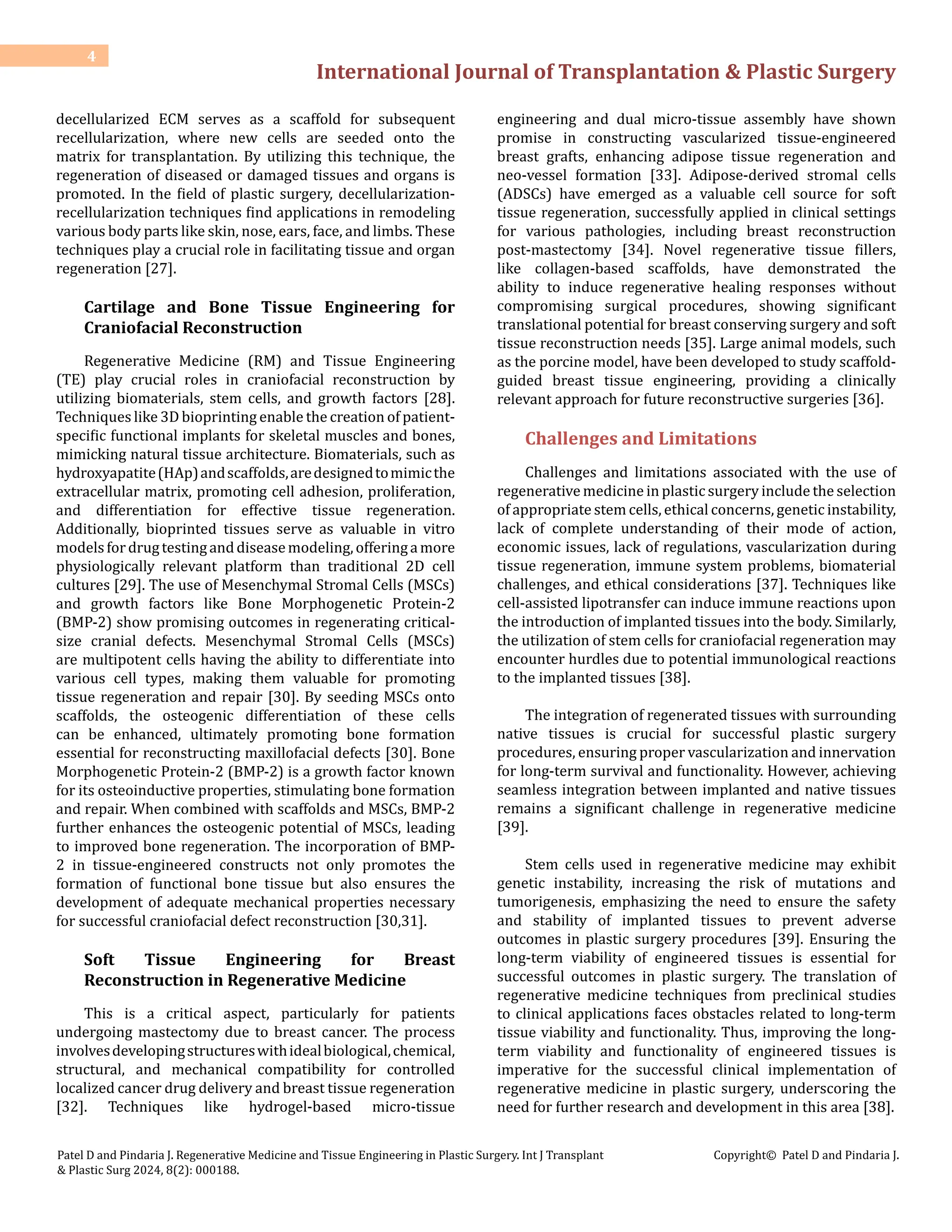 Regenerative Medicine and Tissue Engineering in Plastic Surgery | PDF