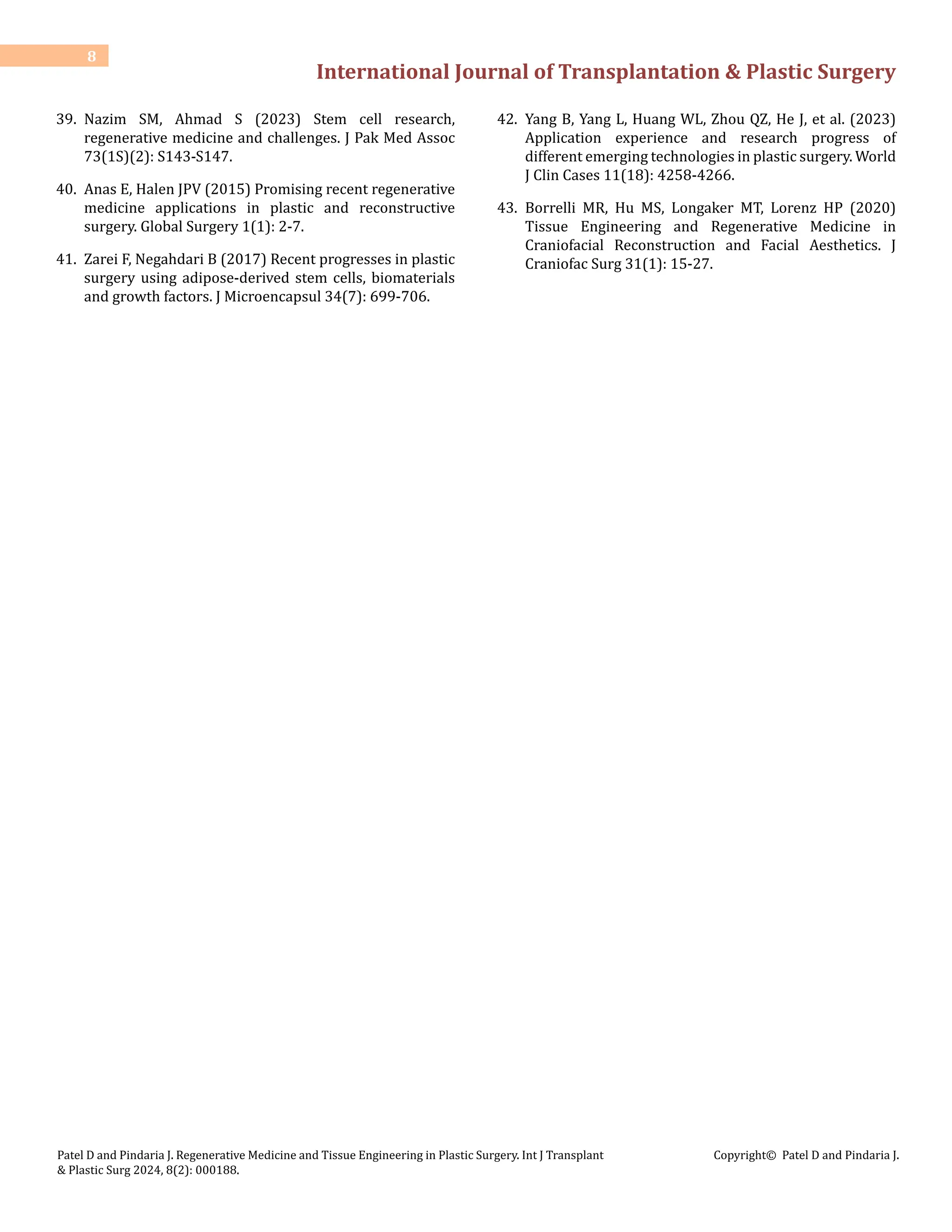 Regenerative Medicine and Tissue Engineering in Plastic Surgery | PDF