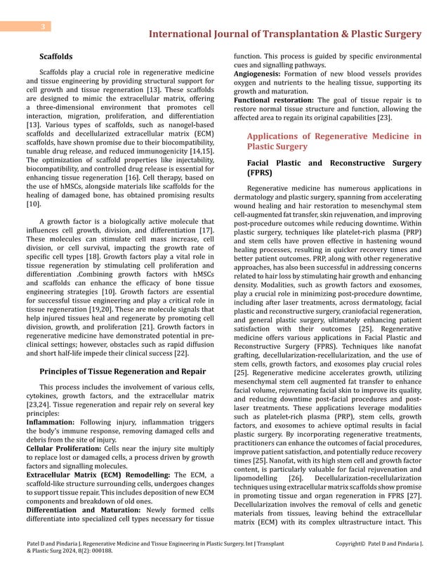 Regenerative Medicine and Tissue Engineering in Plastic Surgery | PDF