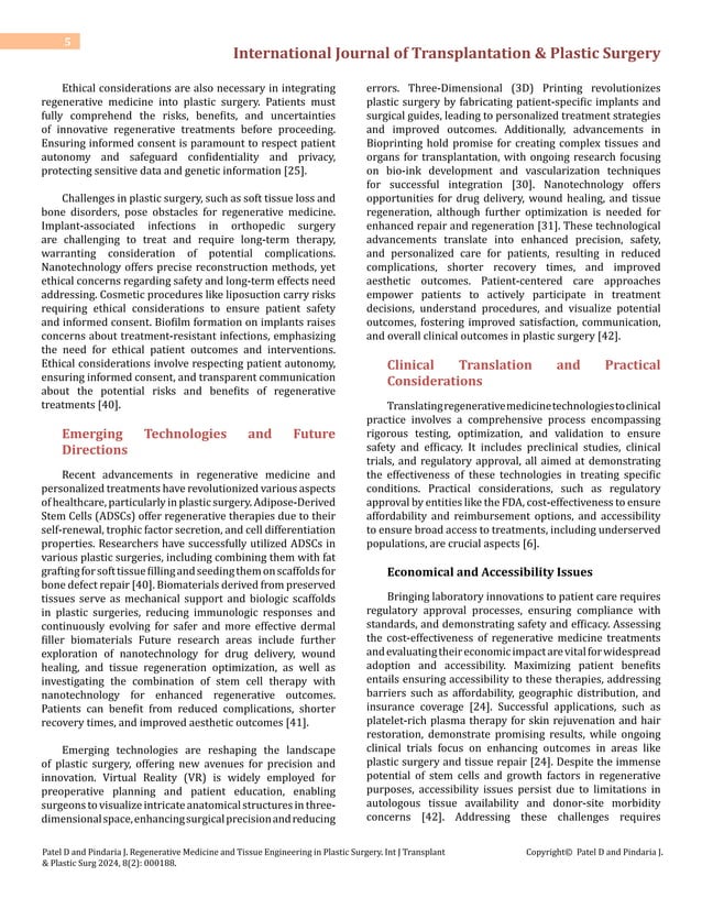 Regenerative Medicine and Tissue Engineering in Plastic Surgery | PDF