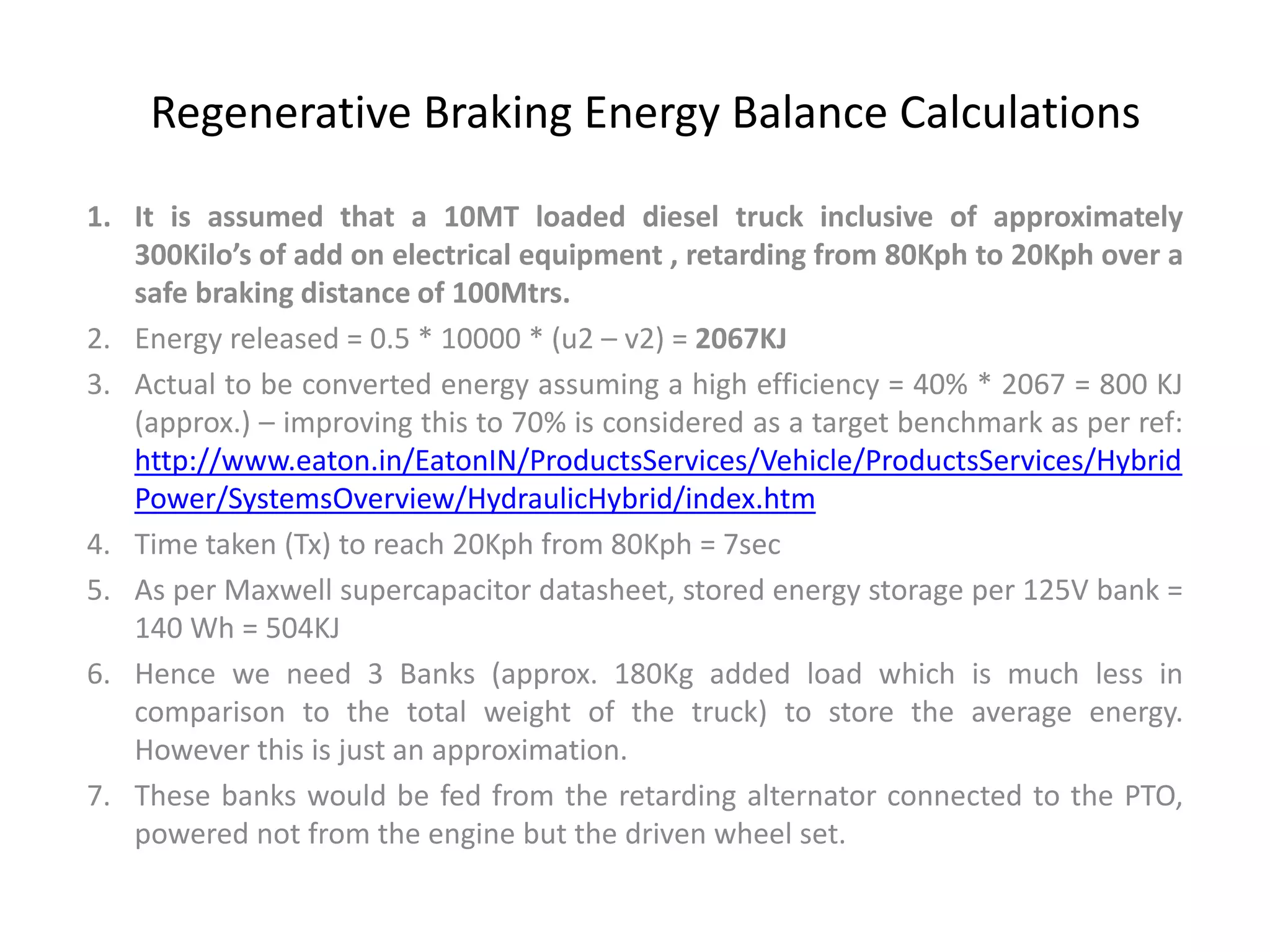 Regenerative braking energy recovery (diesel trucks) details v2 | PDF