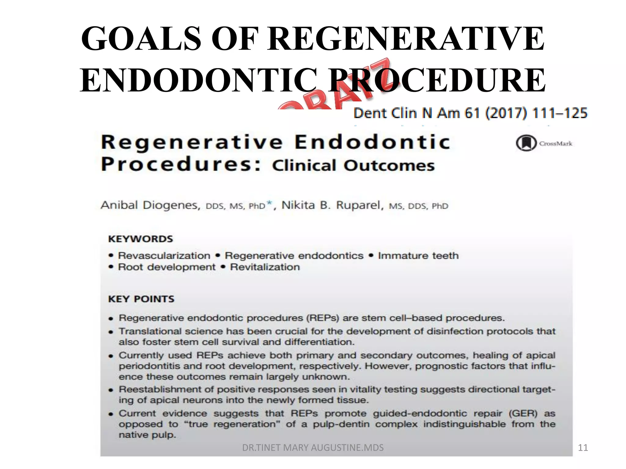 Regenerative endodontics. basic and case report | PDF