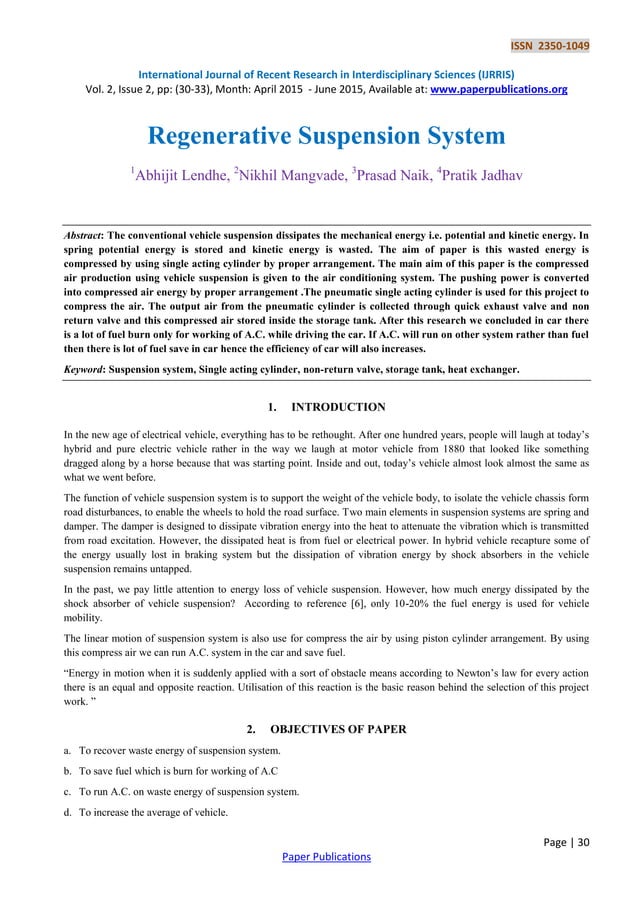 Regenerative Suspension System