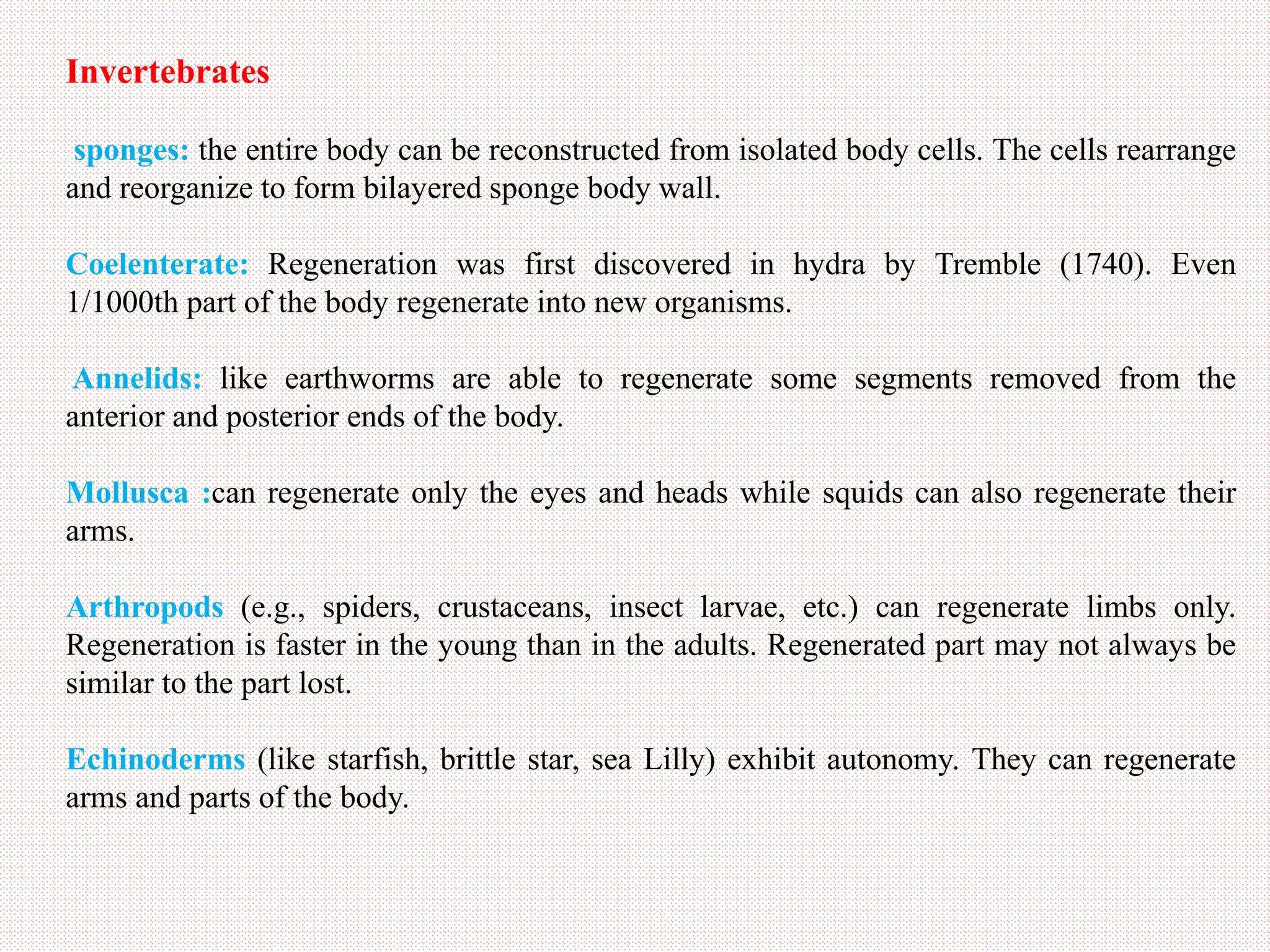 Regeneration Types Of Regeneration Invertebratesandvertebrates Sp